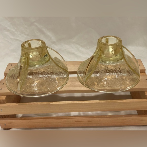 Hazel-Atlas | Accents | Pair 2 Hazel Atlas Candlestick Holders Yellow ...